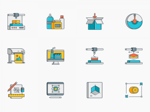 58 3D Printing & Modeling Icon Set - Flat Icons