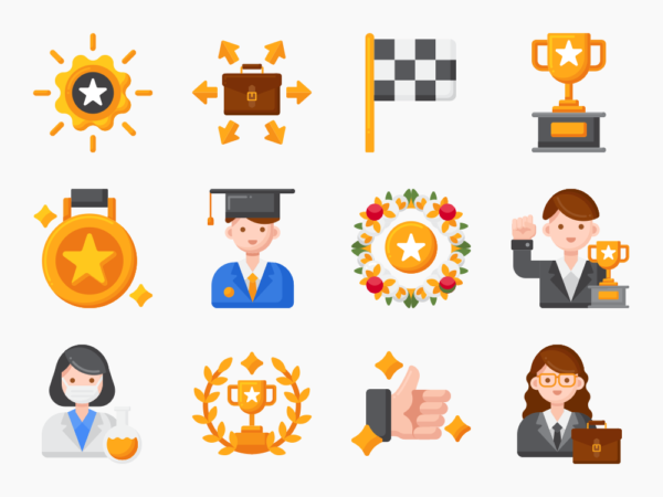 75 Achievements Icon Set - Flat Icons