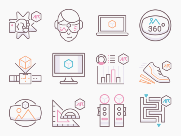 60 Augmented Reality Icon Set - Flat Icons