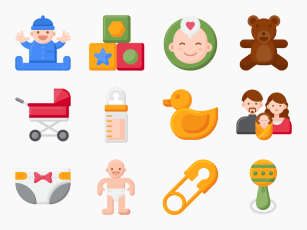 80 Baby (Maternity) Icon Set - Flat Icons