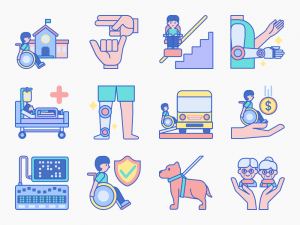 70 Disability Icon Set - Flat Icons