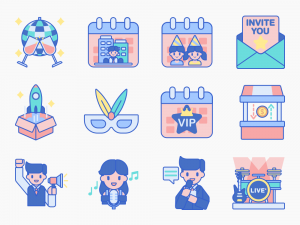 85 Event Management Icon Set - Flat Icons