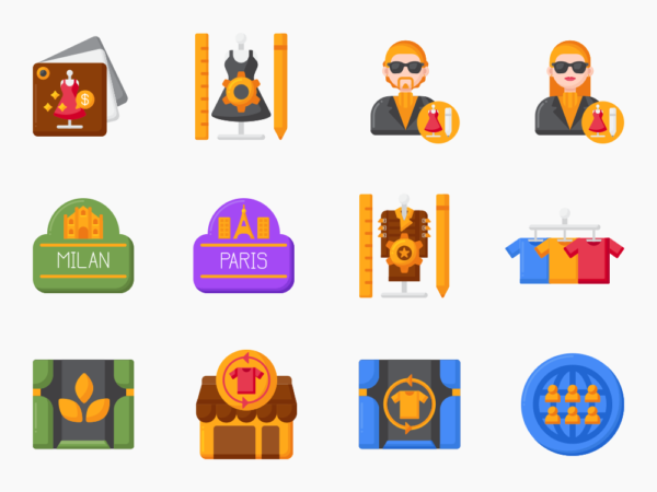 80 Fashion Week Icon Set - Flat Icons