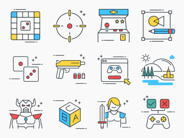 70 Game Design Icon Set - Flat Icons