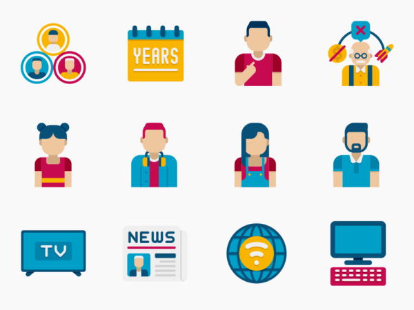 70 Generation Gap Icon Set - Flat Icons