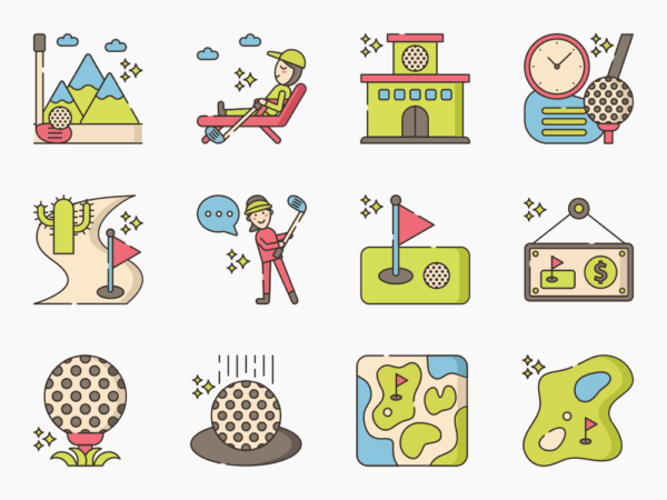 80 Golf Icon Set - Flat Icons