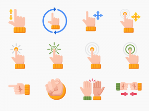 60 Hand and Touch Gestures Icon Set - Flat Icons