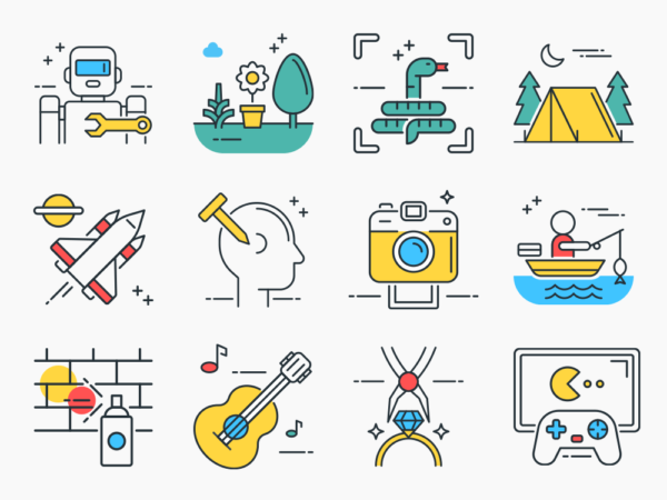 105 Hobby Icon Set - Flat Icons