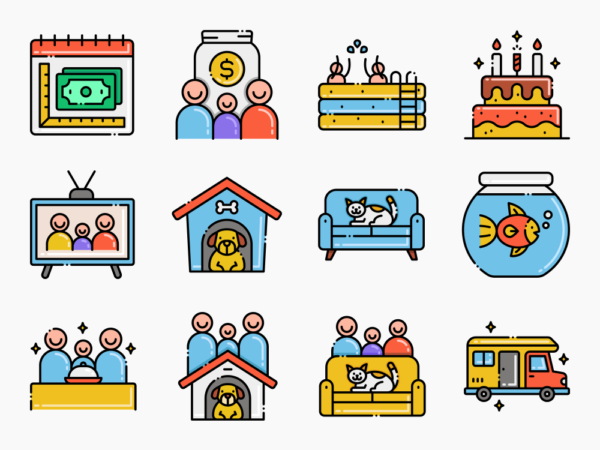 70 Home Life Icon Set - Flat Icons