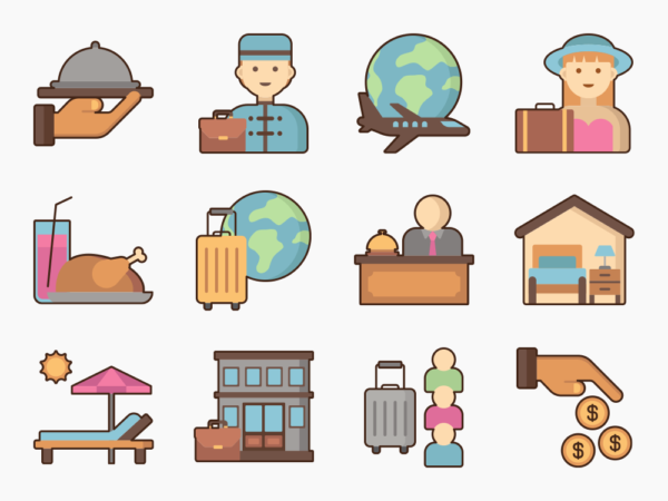 90 Hospitality Services Icon Set - Flat Icons