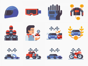 80 Motor Sports Icon Set - Flat Icons
