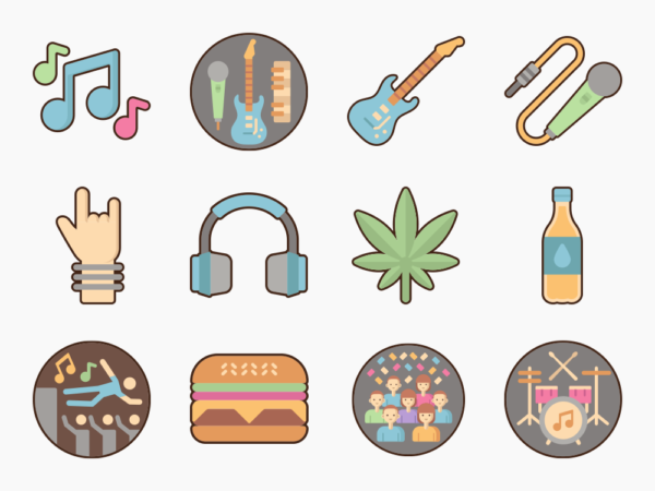 80 Music Festival Icon Set - Flat Icons