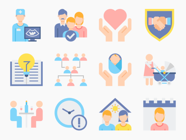 60 Parenthood Icon Set - Flat Icons
