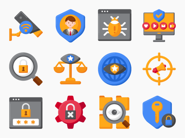 80 Privacy Icon Set - Flat Icons