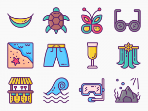 65 Tropical Paradise Icon Set - Flat Icons