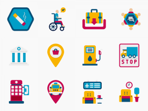 80 Wayfinding Icon Set - Flat Icons