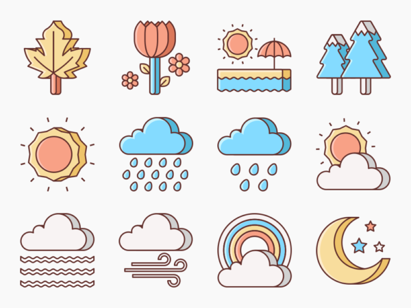 70 Weather Icon Set - Flat Icons