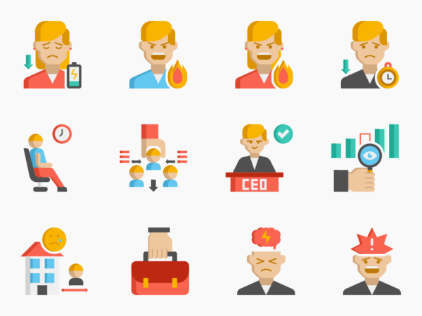 80 Working Stress Icon Set - Flat Icons