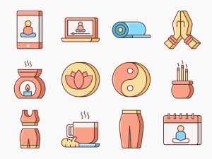 60 Yoga Icon Set - Flat Icons