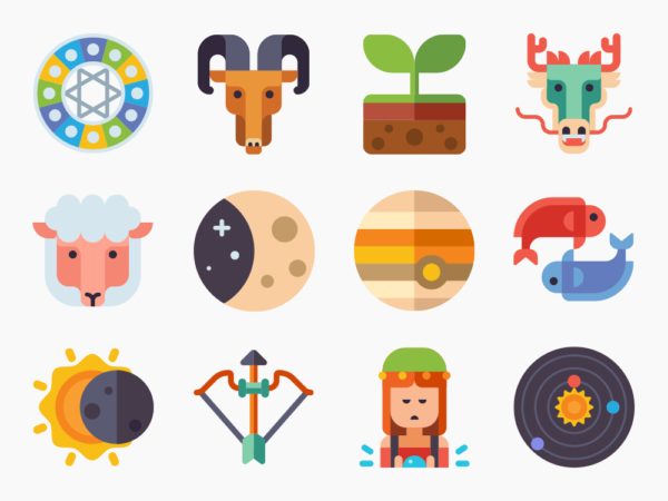 50 Astrology Icon Set - Flat Icons