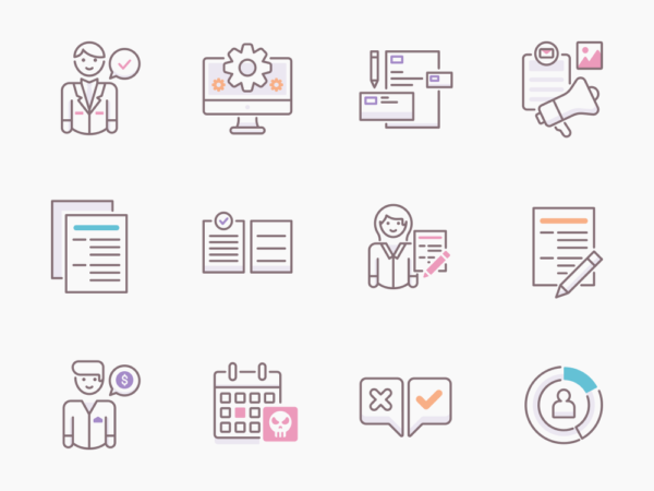 84 Copywriting Icon Set - Flat Icons