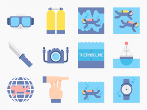 70 Diving Icon Set - Flat Icons