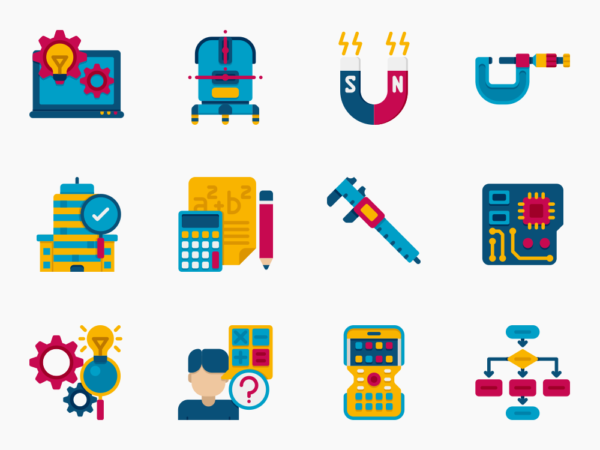 70 Engineering Icon Set - Flat Icons