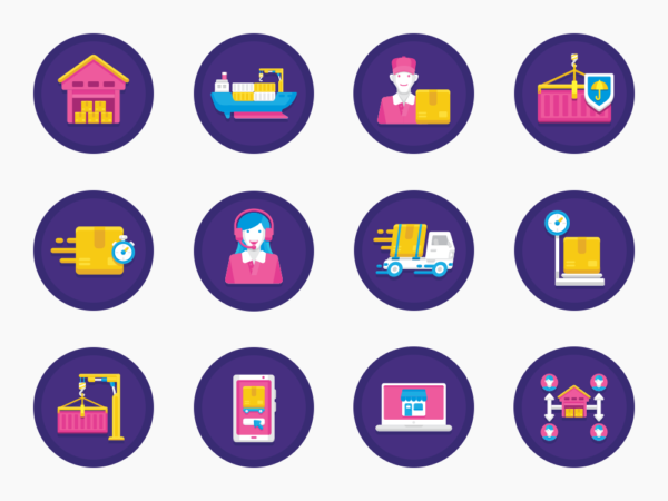 65 Logistics Icon Set - Flat Icons