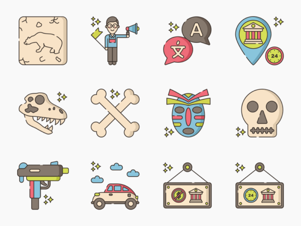 85 Museum Icon Set - Flat Icons