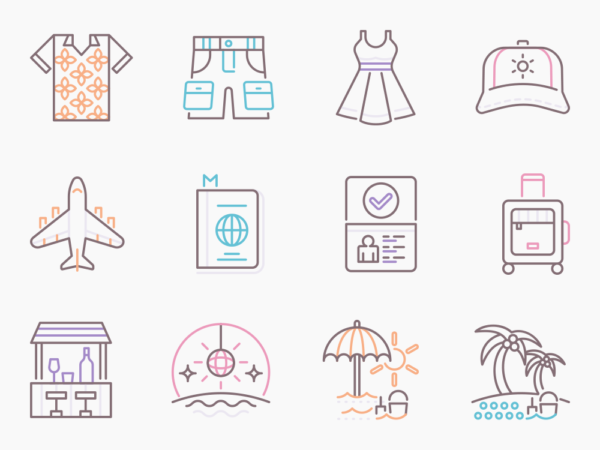 90 Summer Season Icon Set - Flat Icons