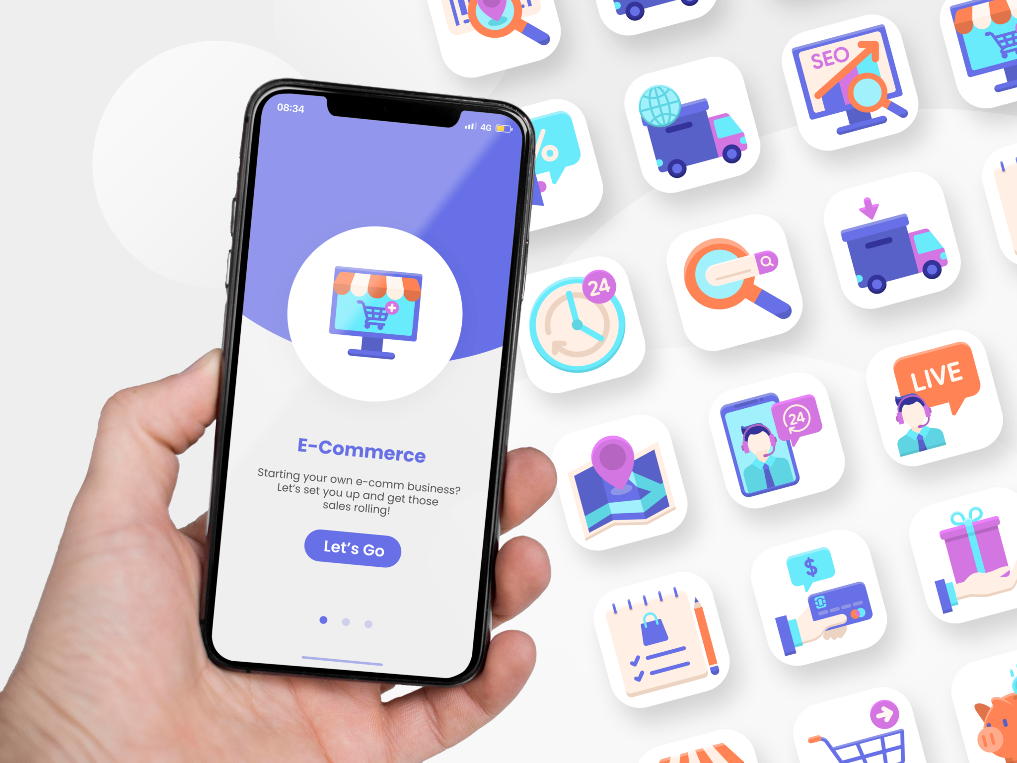 30 Animated E-Commerce Icon Set - Flat Icons