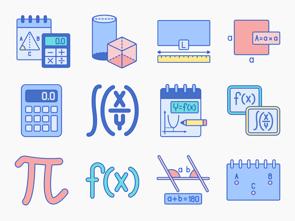 95 Math Mathematics Icon Set Flat Icons