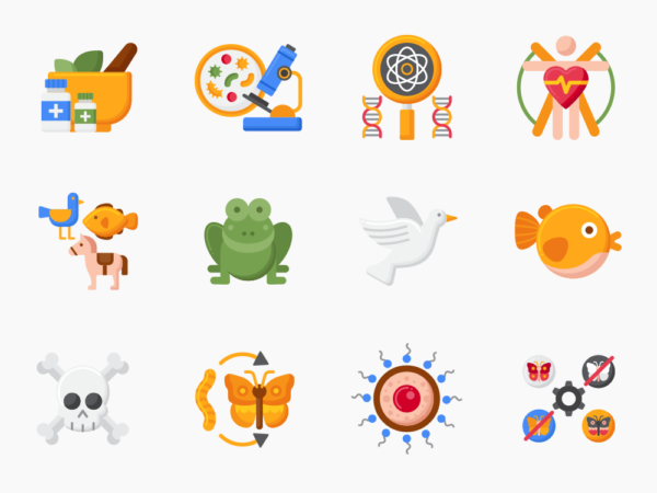 85 Biology Icon Set - Flat Icons