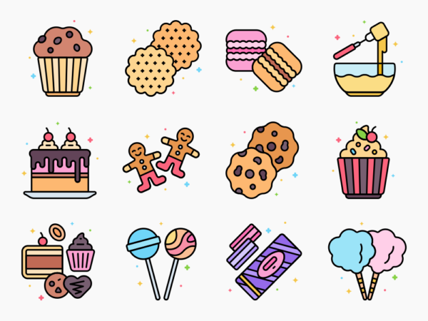 80 Candy Shop Icon Set - Flat Icons