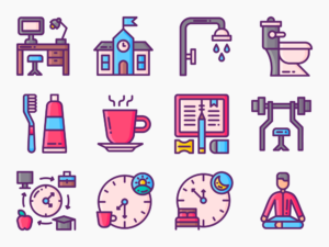 85 Everyday Life (Daily Routine) Icon Set - Flat Icons