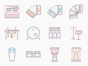 60 Musical Instruments Icon Set - Flat Icons