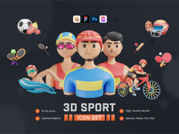 3D Sports Icon Set - Flat Icons