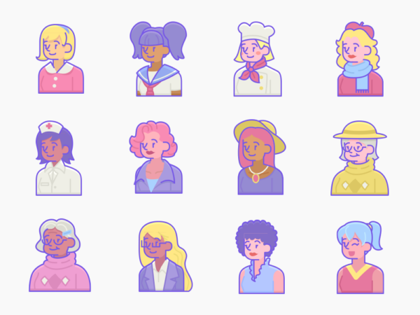 400 Female Diversity Avatar Icon Set - Flat Icons
