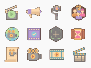90 Filmmaking Icon Set - Flat Icons