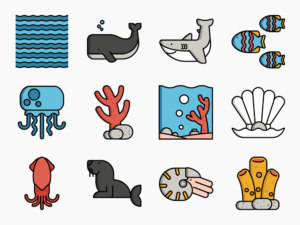 65 Sea and Ocean Icon Set - Flat Icons