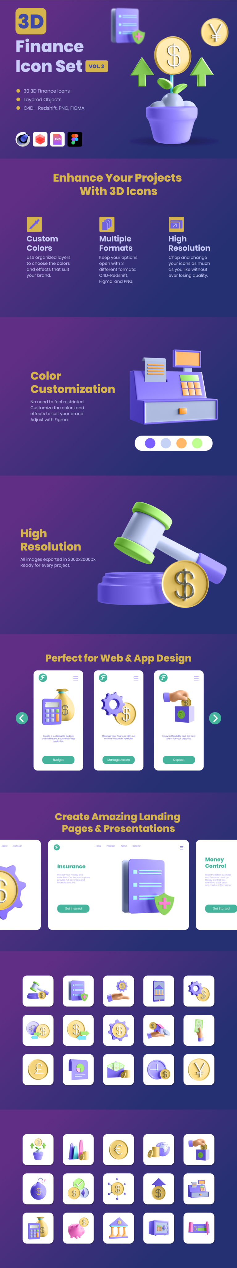 3D Finance Icon Set - Vol 2 - Flat Icons