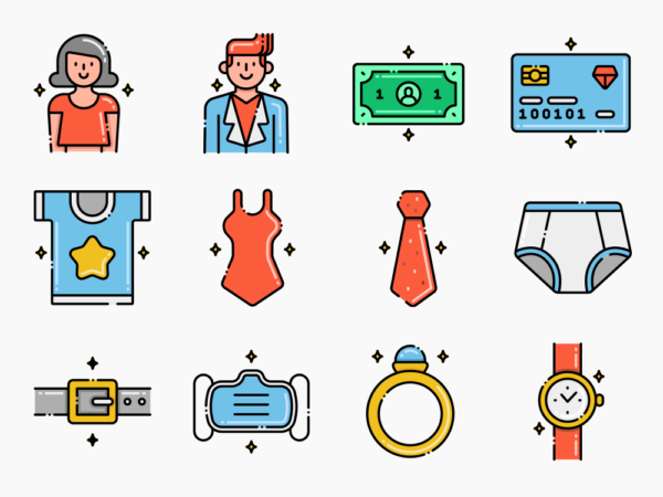 50 Fashion eCommerce Icon Set - Flat Icons