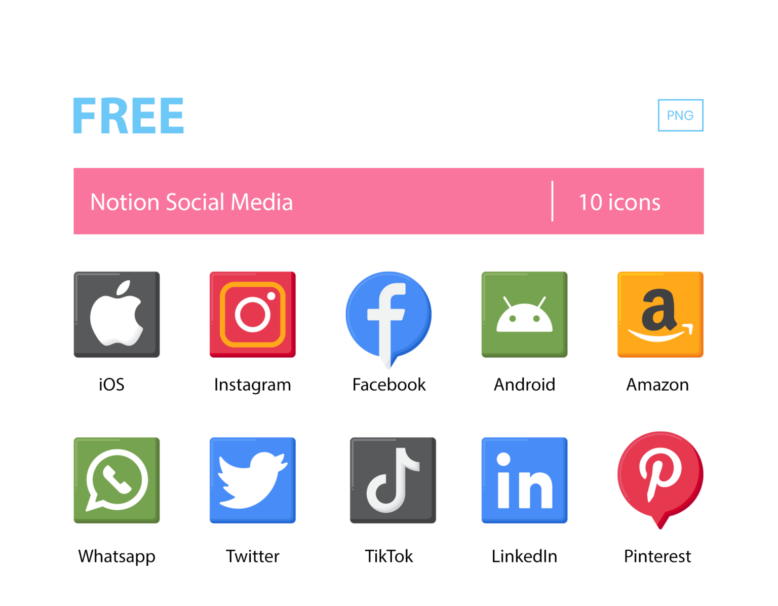 10 Free Notion Social Media Icon Set - Flat Icons