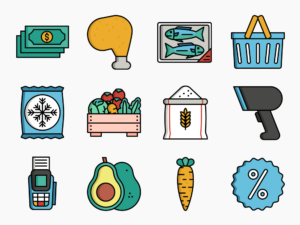 90 Grocery Store Icon Set - Flat Icons