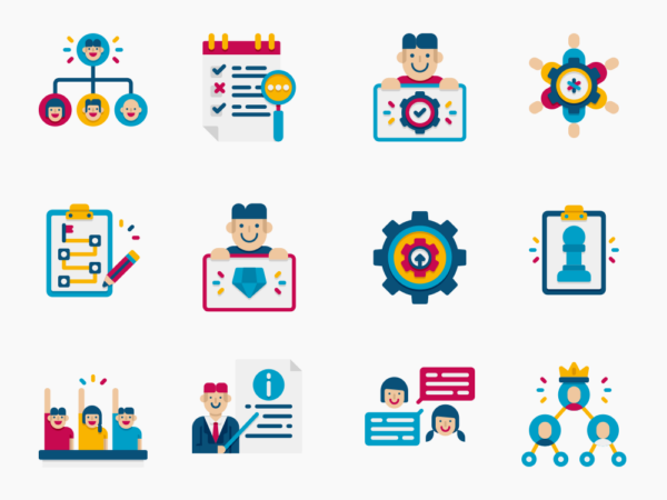 80 Organization and Teamwork Icon Set - Flat Icons 80 Organization and Teamwork Icon Set - Flat Icons