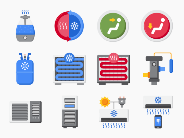 75 Air Conditioning Icon Set - Flat Icons