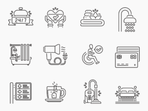 90 Amenities Icon Set - Flat Icons
