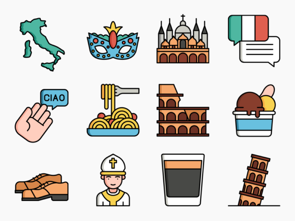 80 Italy Icon Set - Flat Icons
