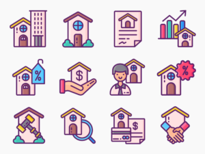 70 Real Estate Icon Set - Flat Icons