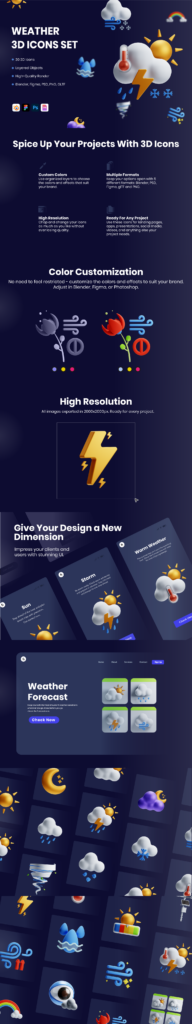 3D Weather Icon Set - Flat Icons